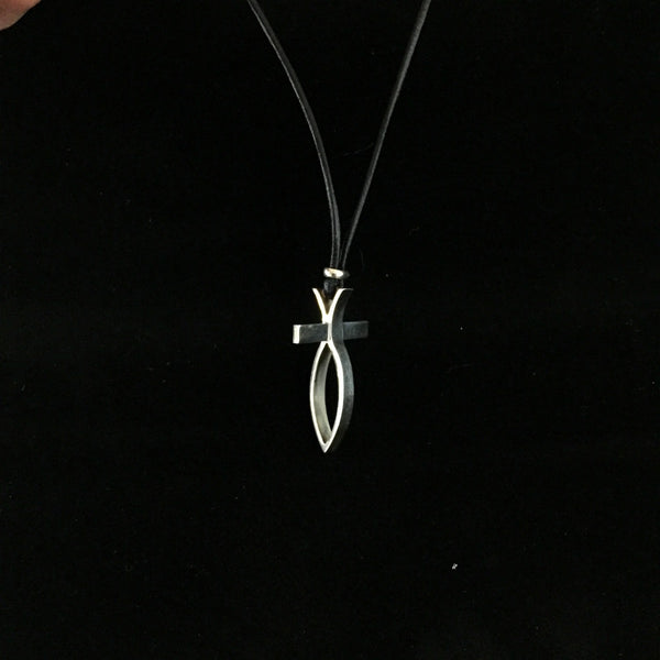 Medium Sterling Silver Fish Cross Pendant – FishingCross