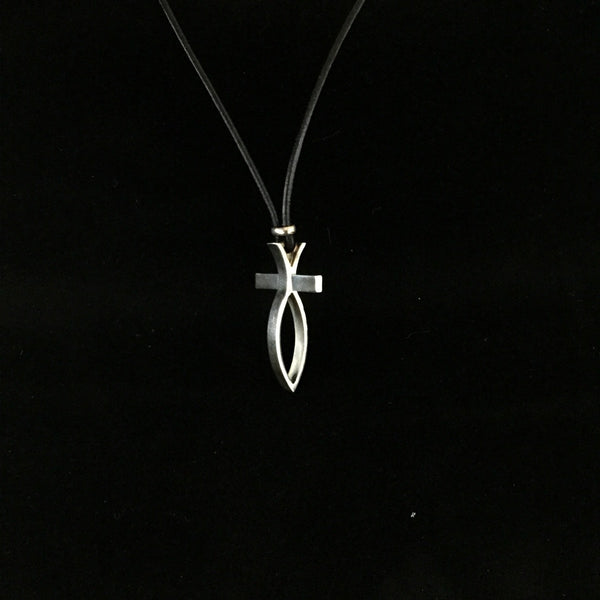 Medium Sterling Silver Fish Cross Pendant – FishingCross